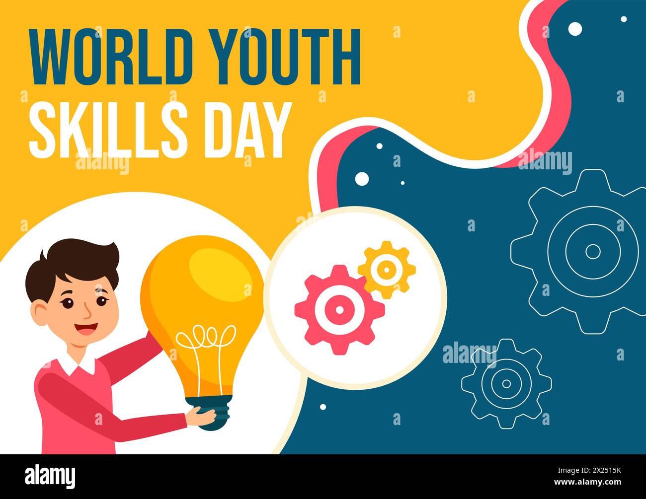 Youth Skills Day Social Media Background Flat Cartoon Hand Drawn ...