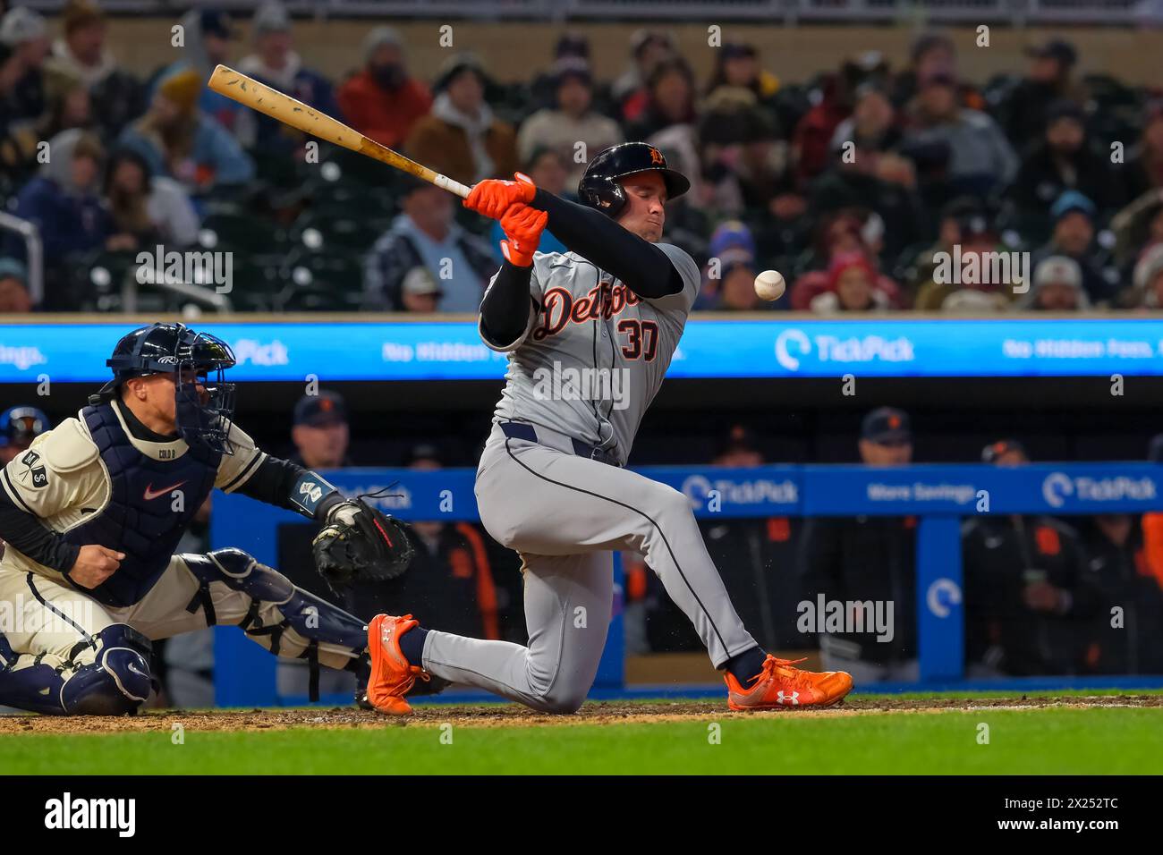 Minneapolis, Minnesota, USA. 19th Apr, 2024. Detroit Tigers left ...