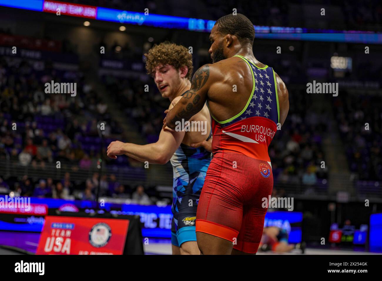 State College, Pennsylvania, USA. 19th Apr, 2024. JORDAN BURROUGHS (red ...