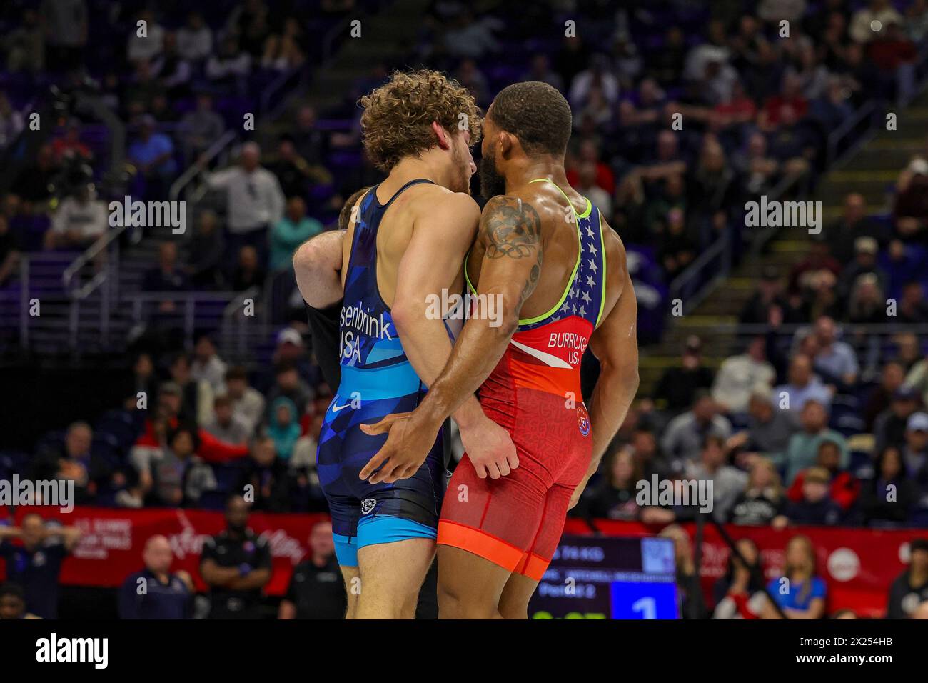 State College, Pennsylvania, USA. 19th Apr, 2024. JORDAN BURROUGHS (red ...