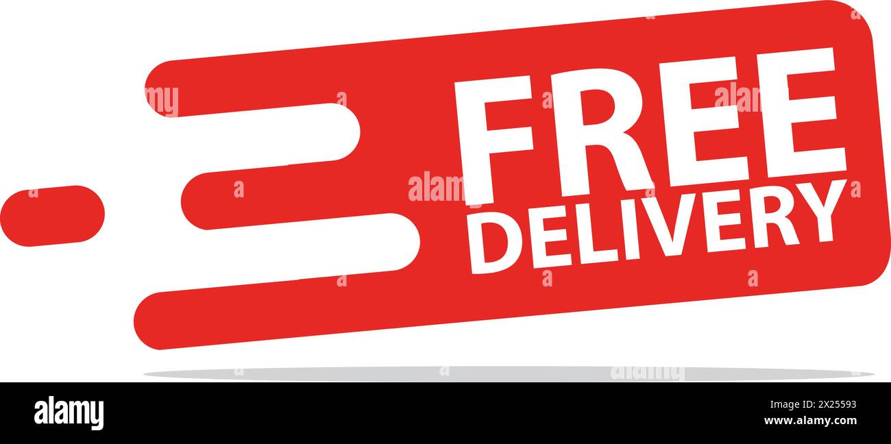 Free delivery red advertisement label, Special offer promotion price ...