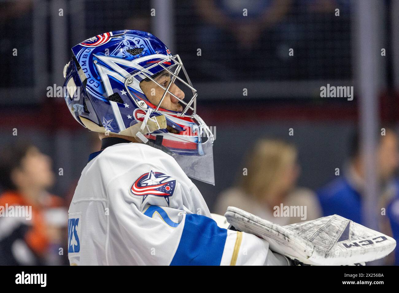 April 19th, 2024: Cleveland Monsters goaltender Jet Greaves (73) skates ...