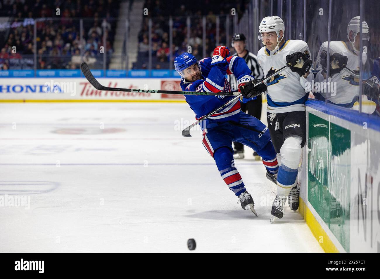 April 19th, 2024: Cleveland Monsters defenseman Cole Clayton (34) and ...