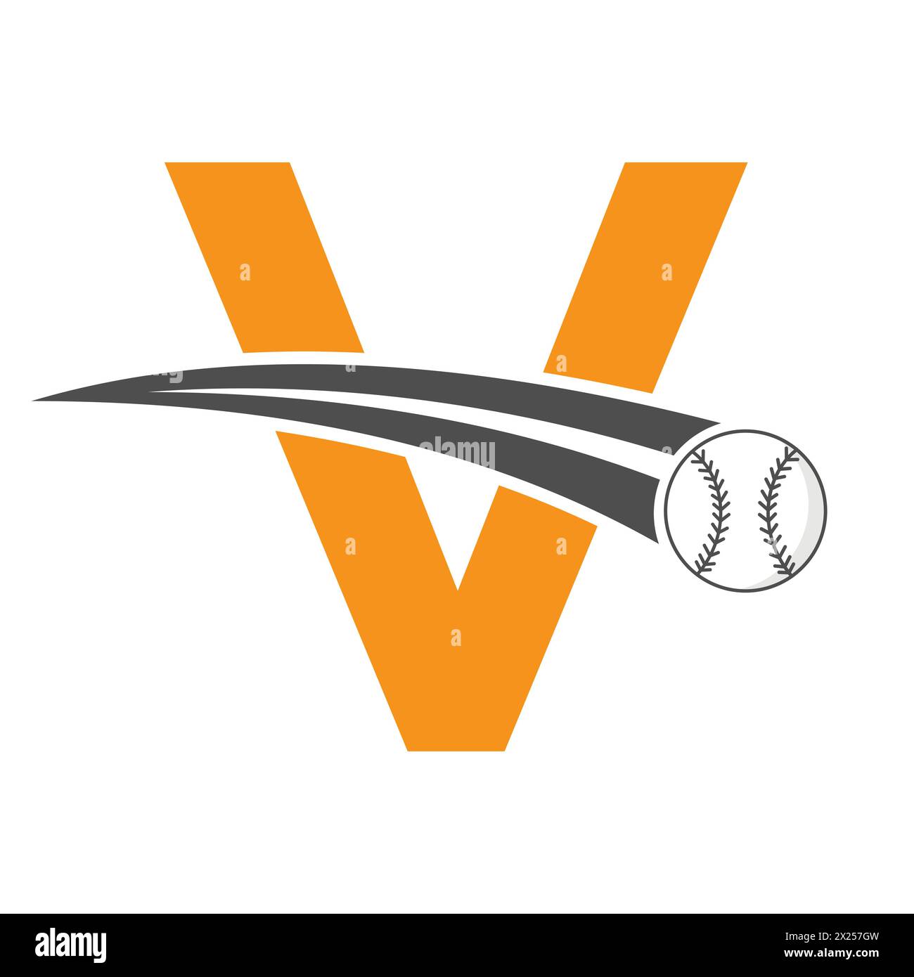 Baseball Logo On Letter V Concept With Moving Baseball Symbol. Baseball ...