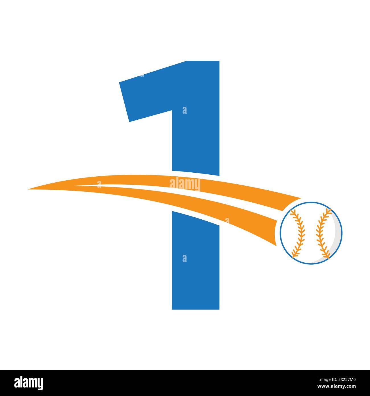 Baseball Logo On Letter 1 Concept With Moving Baseball Symbol. Baseball ...