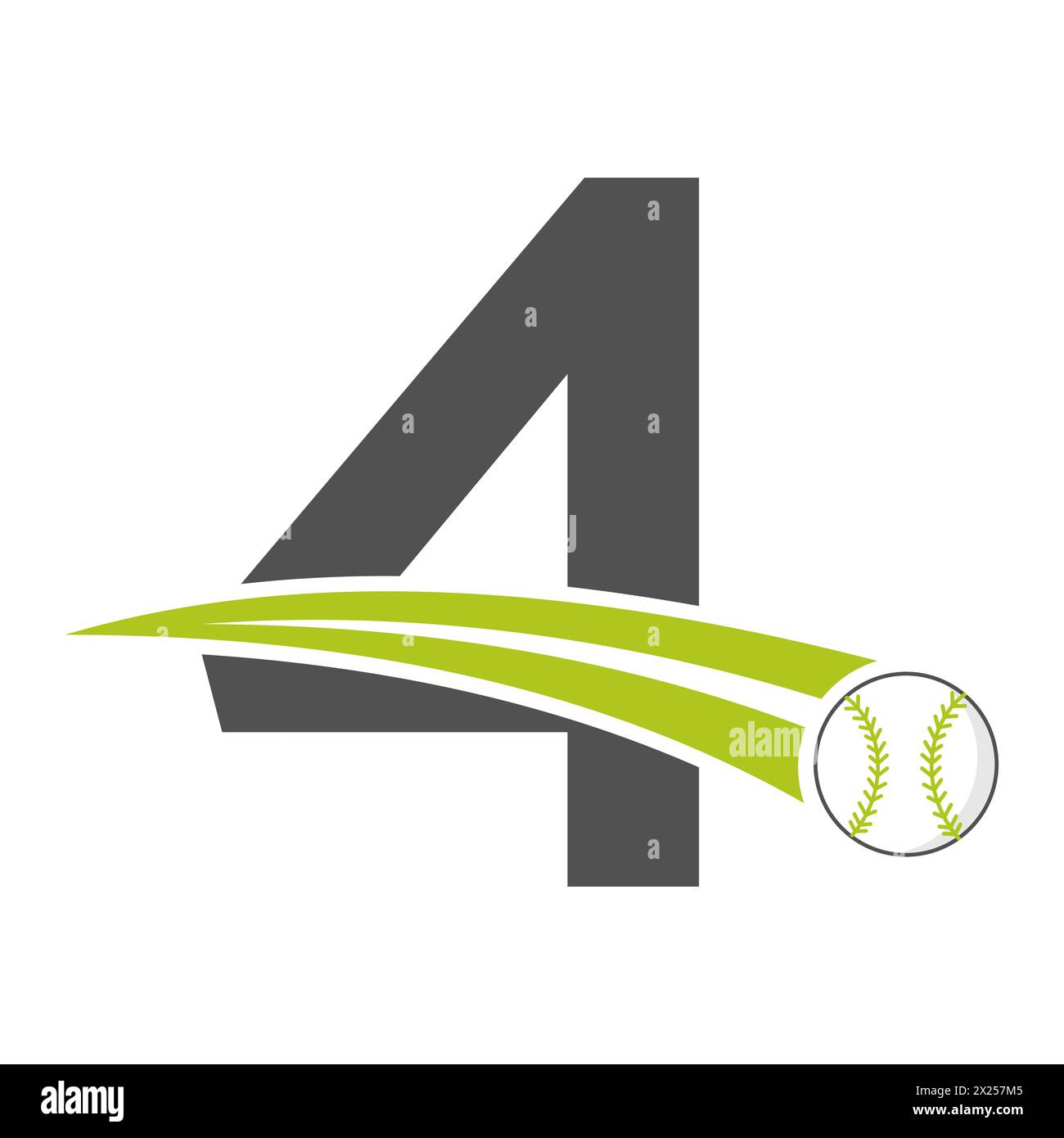 Baseball Logo On Letter 4 Concept With Moving Baseball Symbol. Baseball ...
