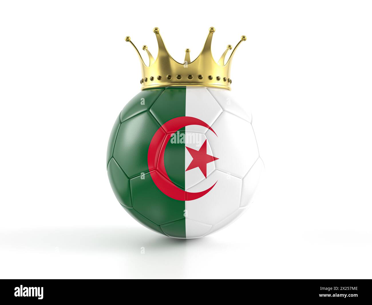Algeria flag soccer ball with crown on a white background. 3d ...