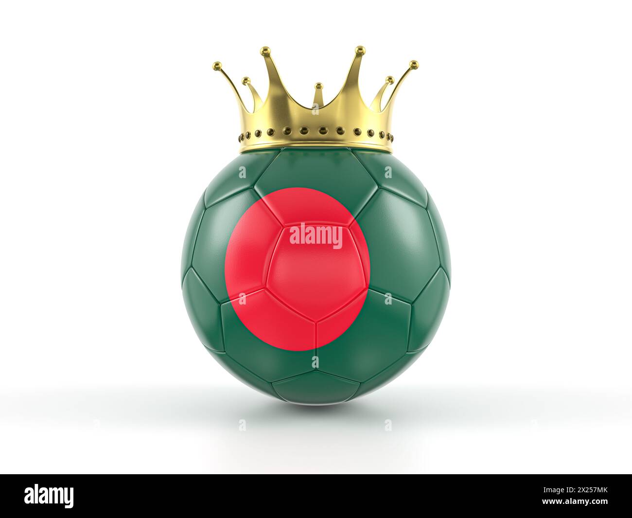 Bangladesh flag soccer ball with crown on a white background. 3d ...