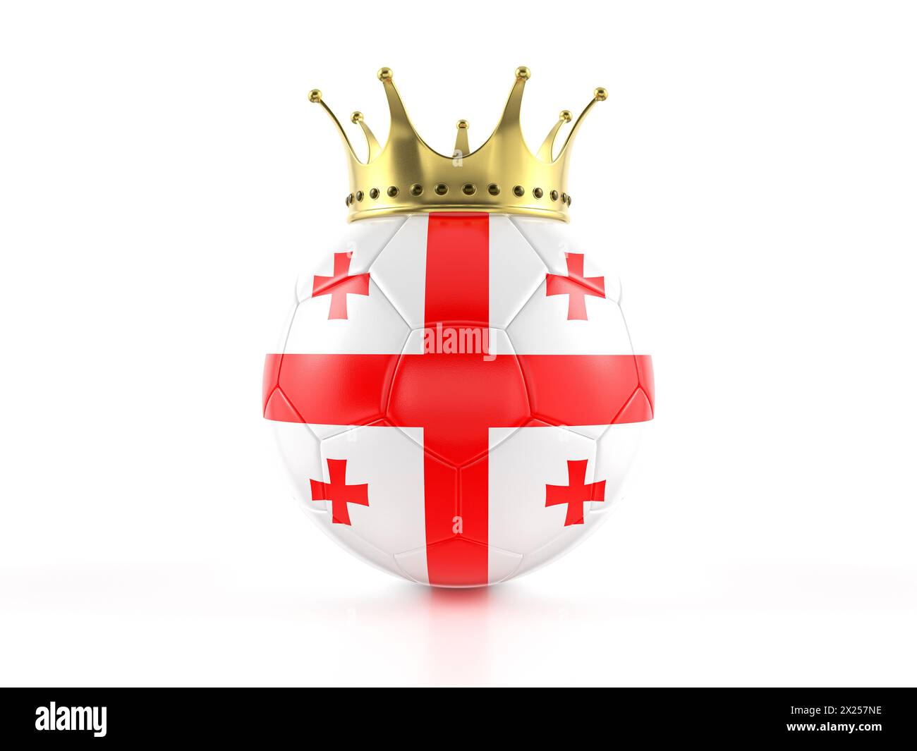 Georgia flag soccer ball with crown on a white background. 3d ...