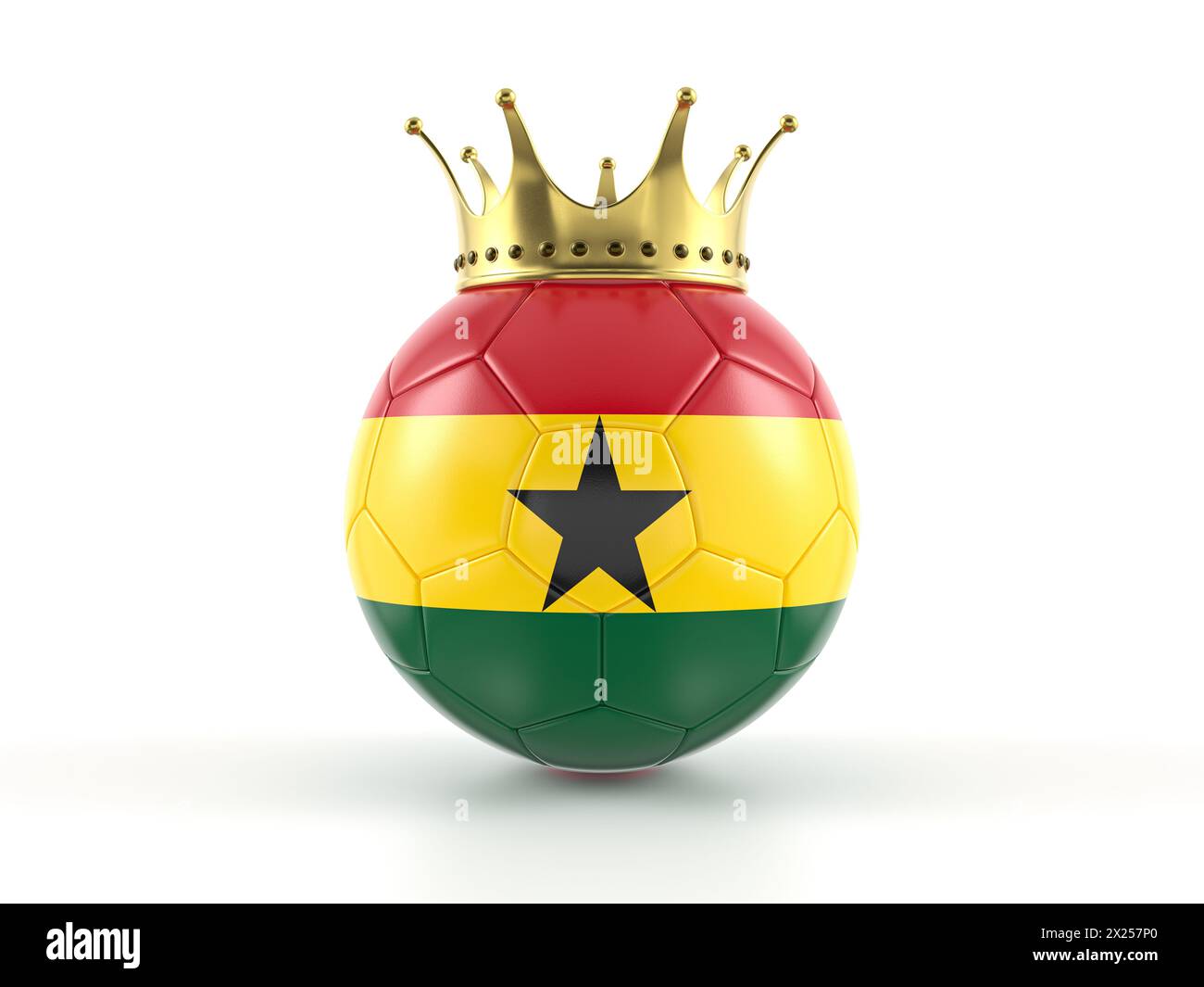 Ghana flag soccer ball with crown on a white background. 3d ...