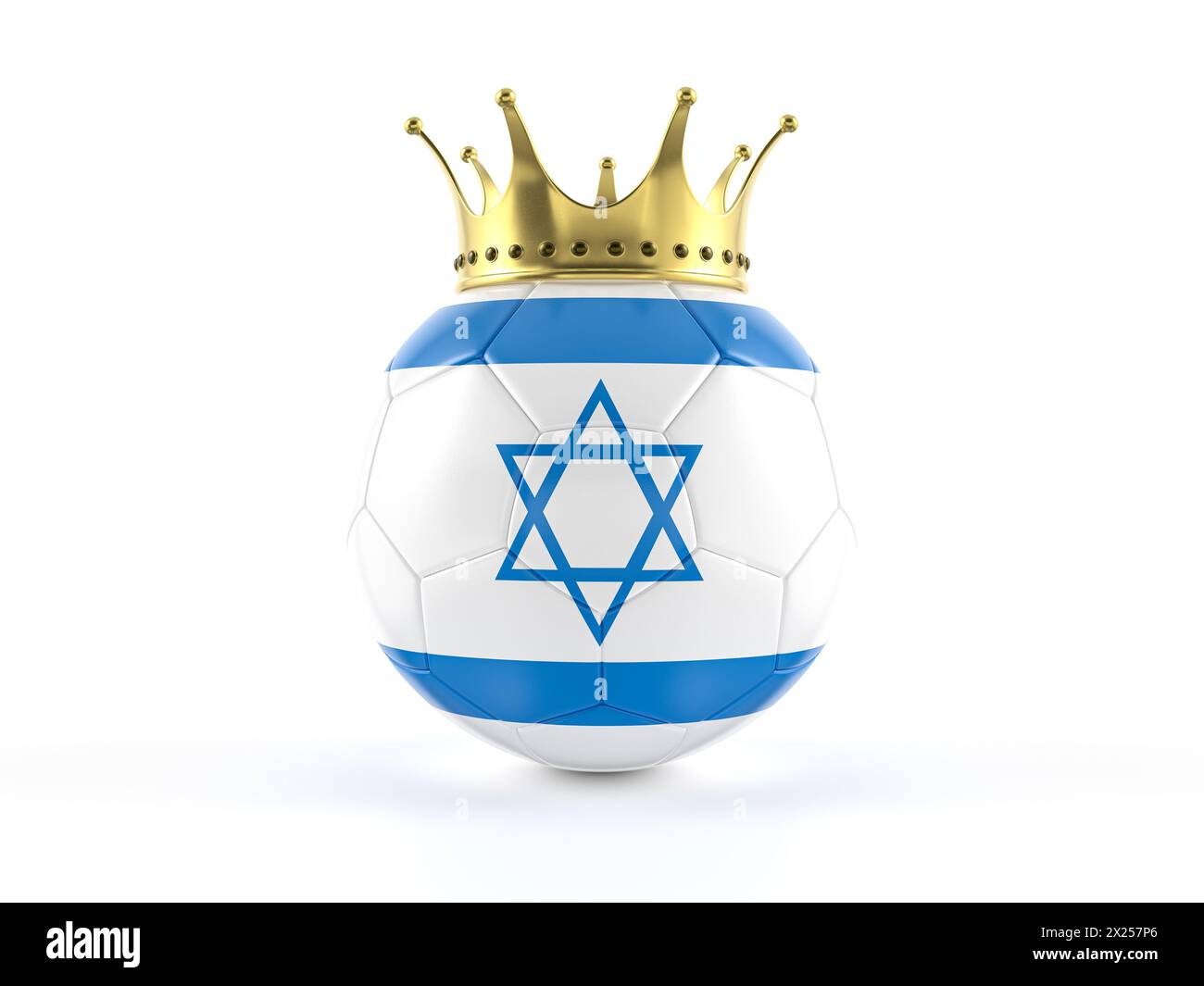 Israel flag soccer ball with crown on a white background. 3d ...