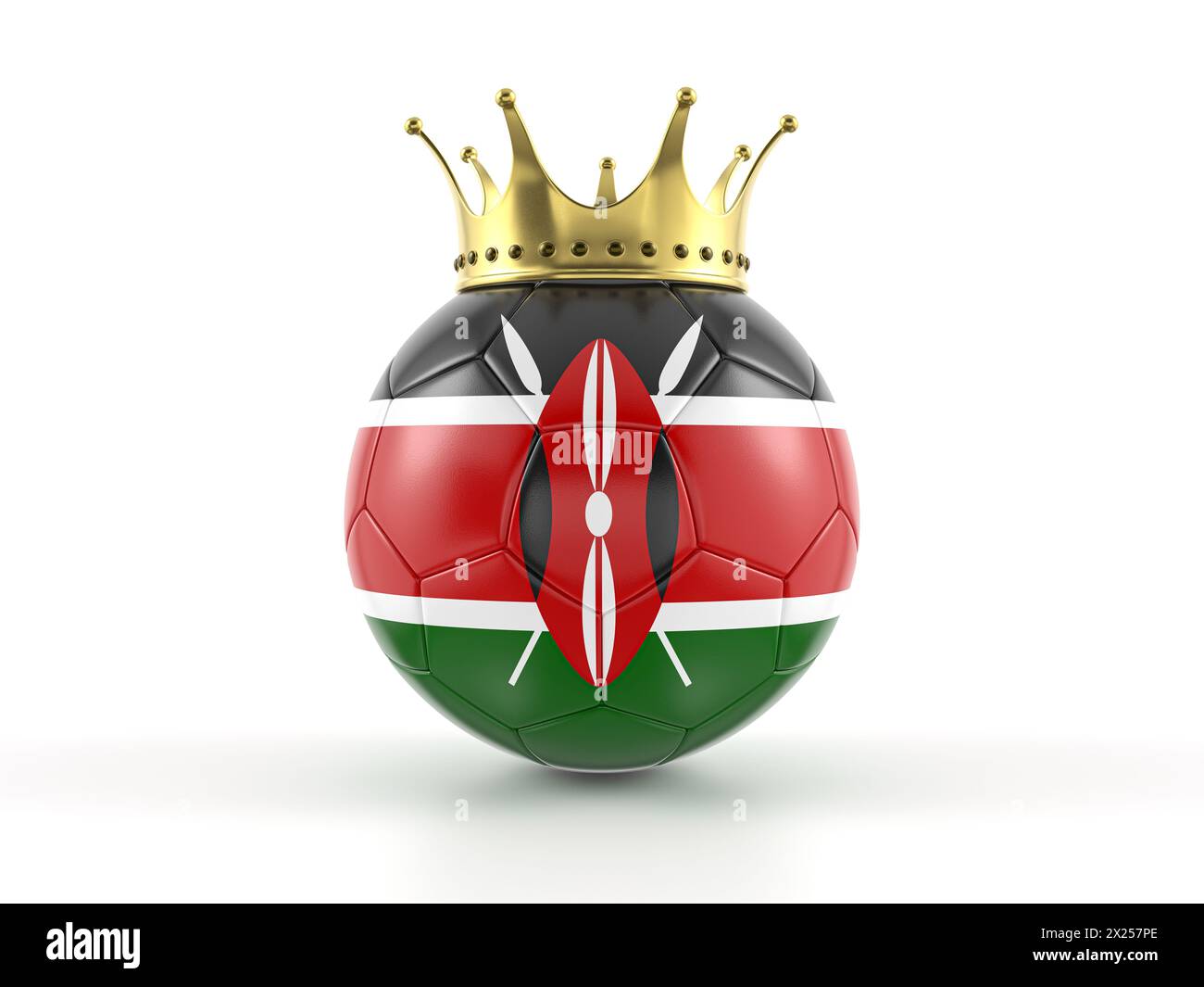 Kenya flag soccer ball with crown on a white background. 3d ...