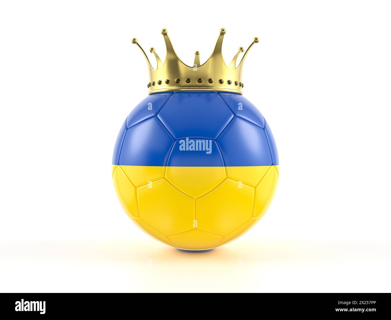 Ukraine flag soccer ball with crown on a white background. 3d ...