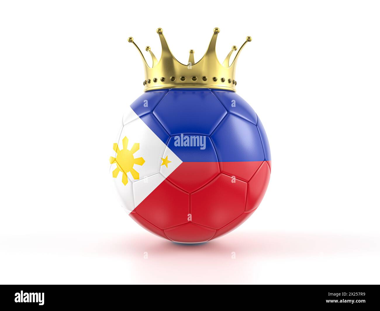 Philippines flag soccer ball with crown on a white background. 3d ...