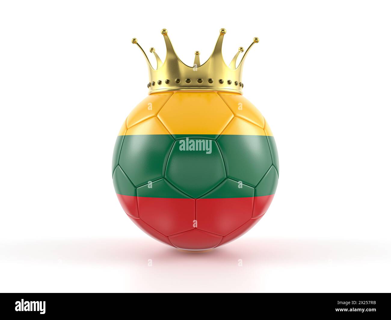 Lithuania flag soccer ball with crown on a white background. 3d ...