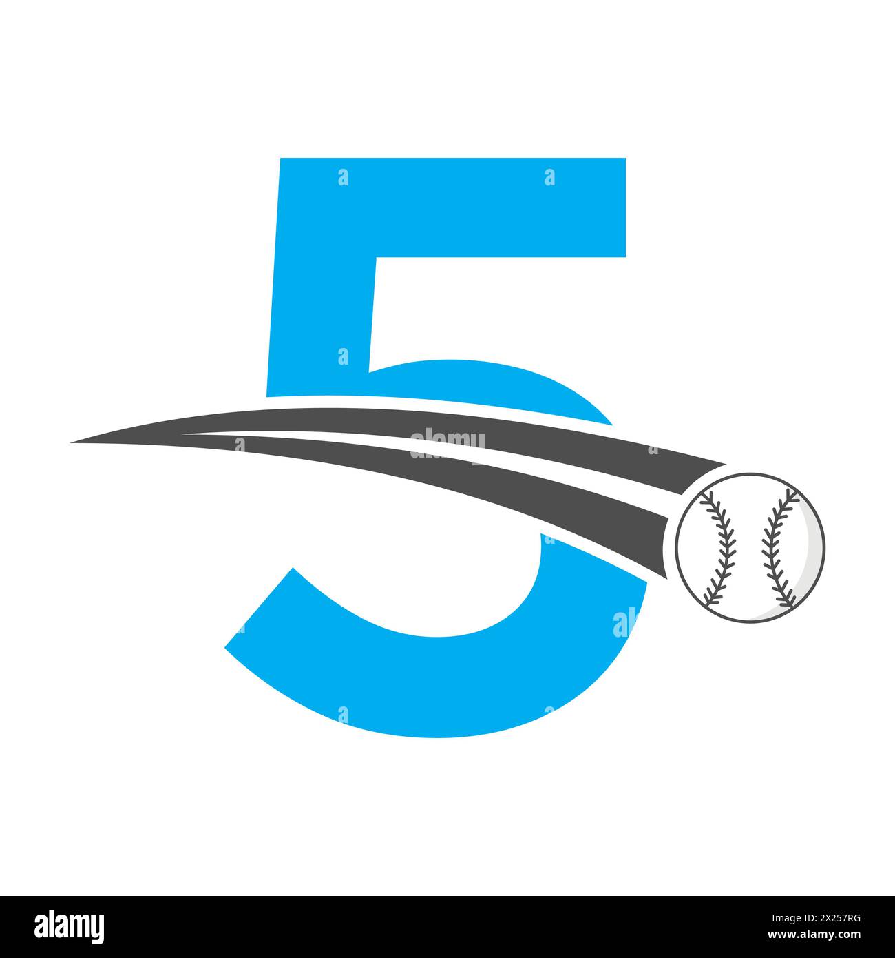 Baseball Logo On Letter 5 Concept With Moving Baseball Symbol. Baseball ...