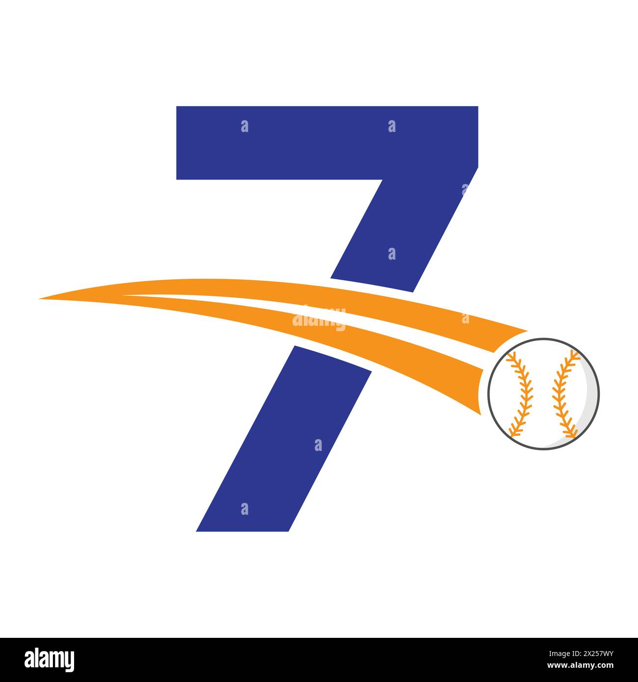 Baseball Logo On Letter 7 Concept With Moving Baseball Symbol. Baseball ...