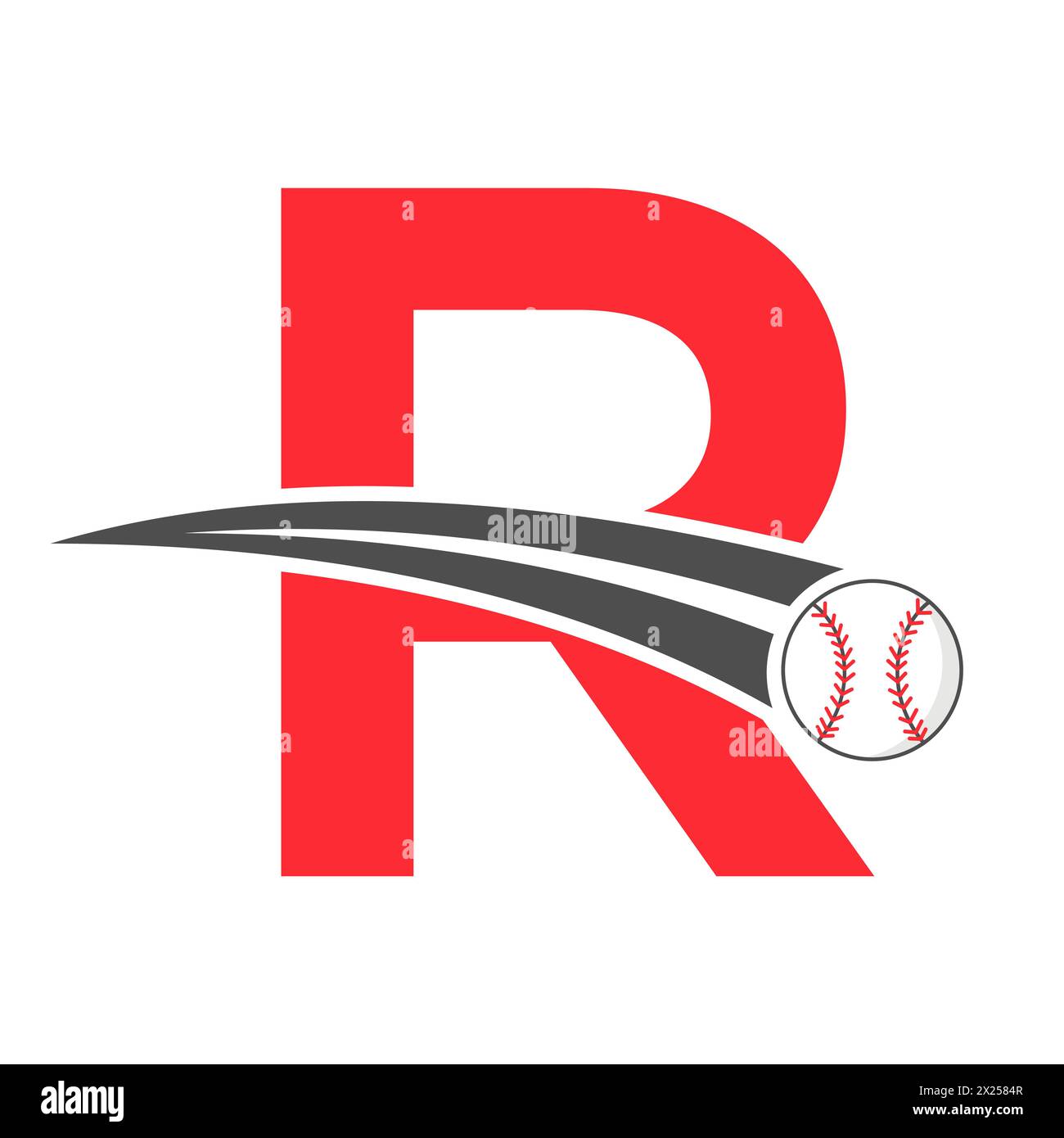 Baseball Logo On Letter R Concept With Moving Baseball Symbol. Baseball ...