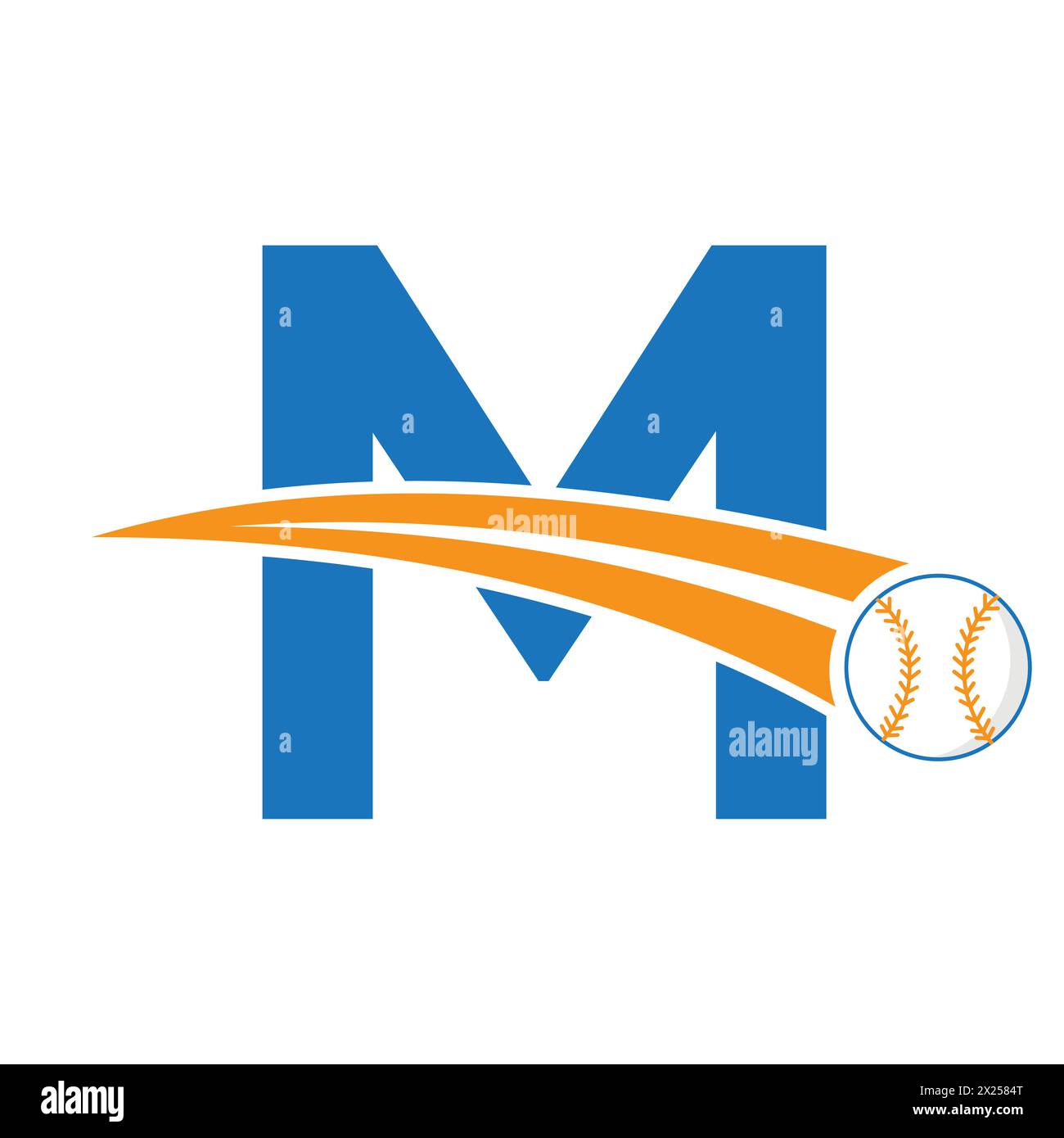 Baseball Logo On Letter M Concept With Moving Baseball Symbol. Baseball ...