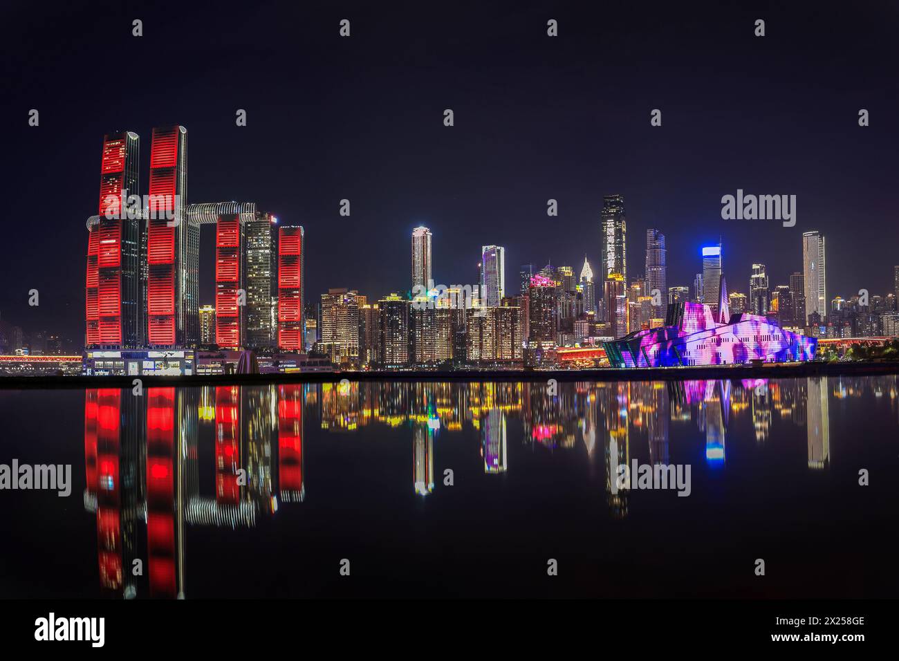 Chongqing, China - October 20. 2023: Panorama night scene of Chongqing ...