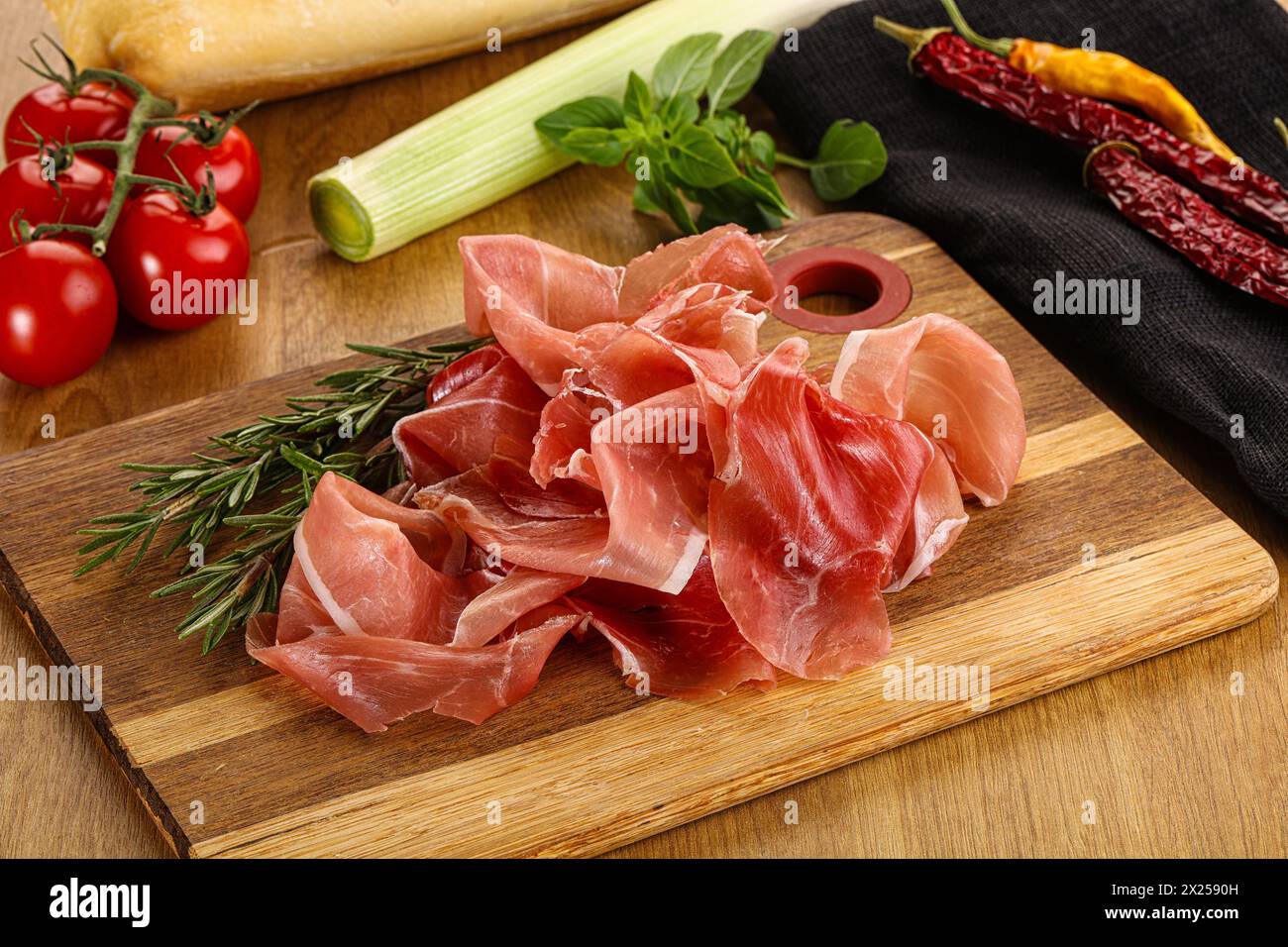 Spanish cuisine pork meat Jamon crudo Stock Photo - Alamy