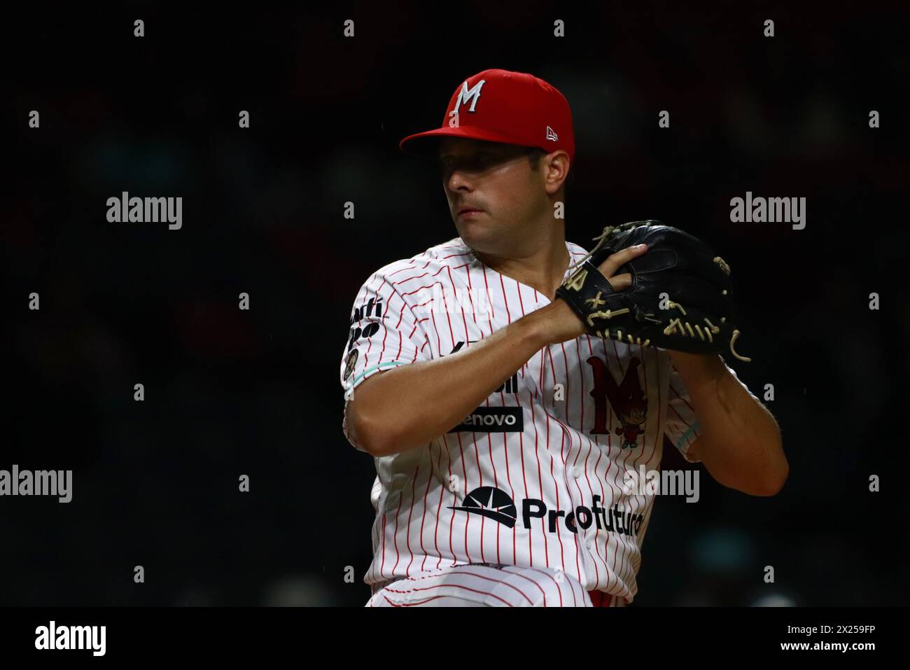 Steven Moyers #18 of Diablos Rojos pitches the ball during the match 1 ...