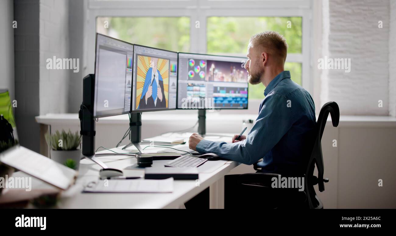 Graphic Web Designer Using Design Editing Software Stock Photo - Alamy