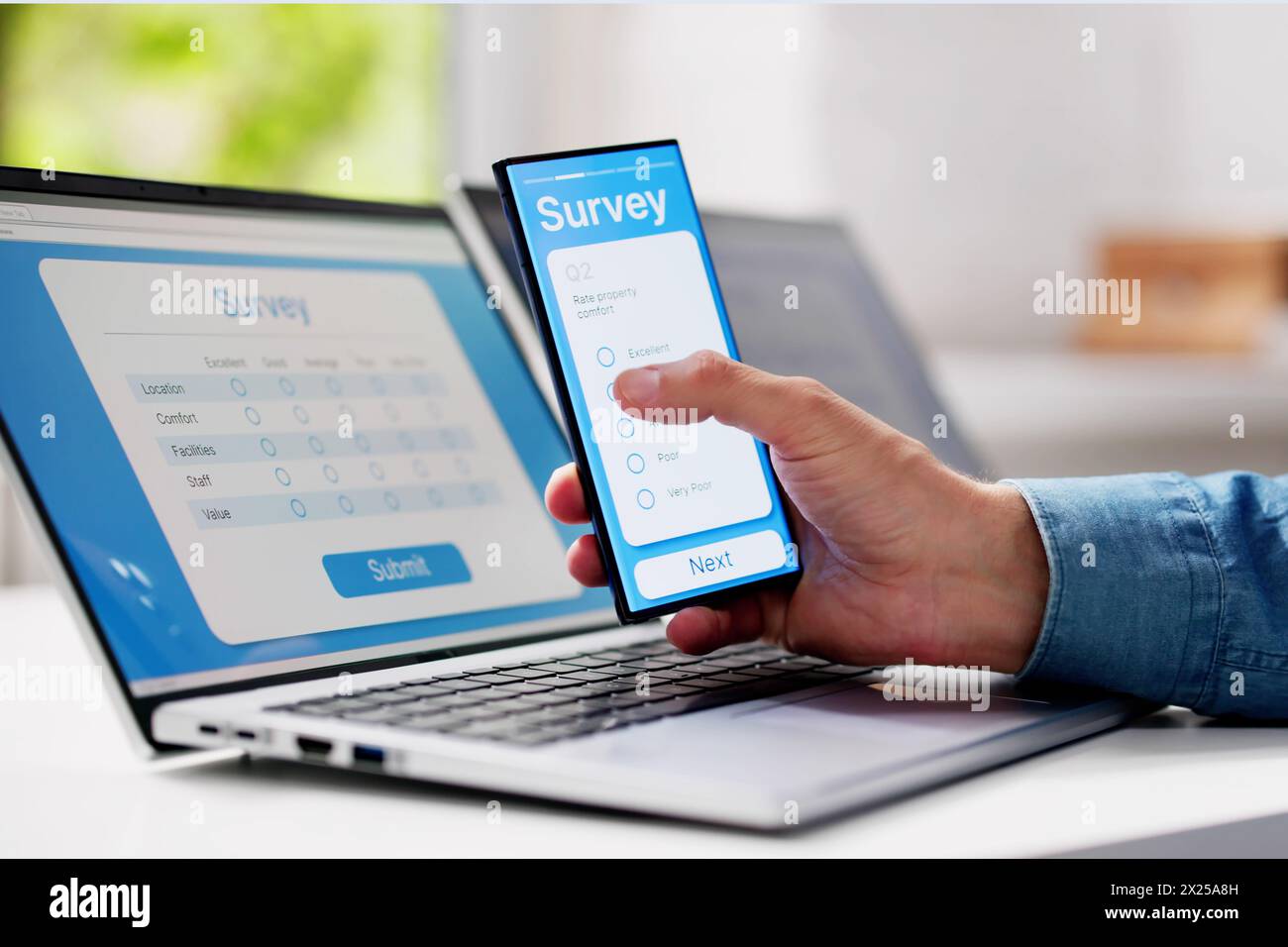 Digital Online Research Survey Form On Mobile Phone Screen Stock Photo ...