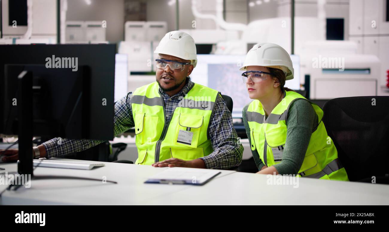 Industrial Data Automation System On Computer. Engineer Operator Stock ...