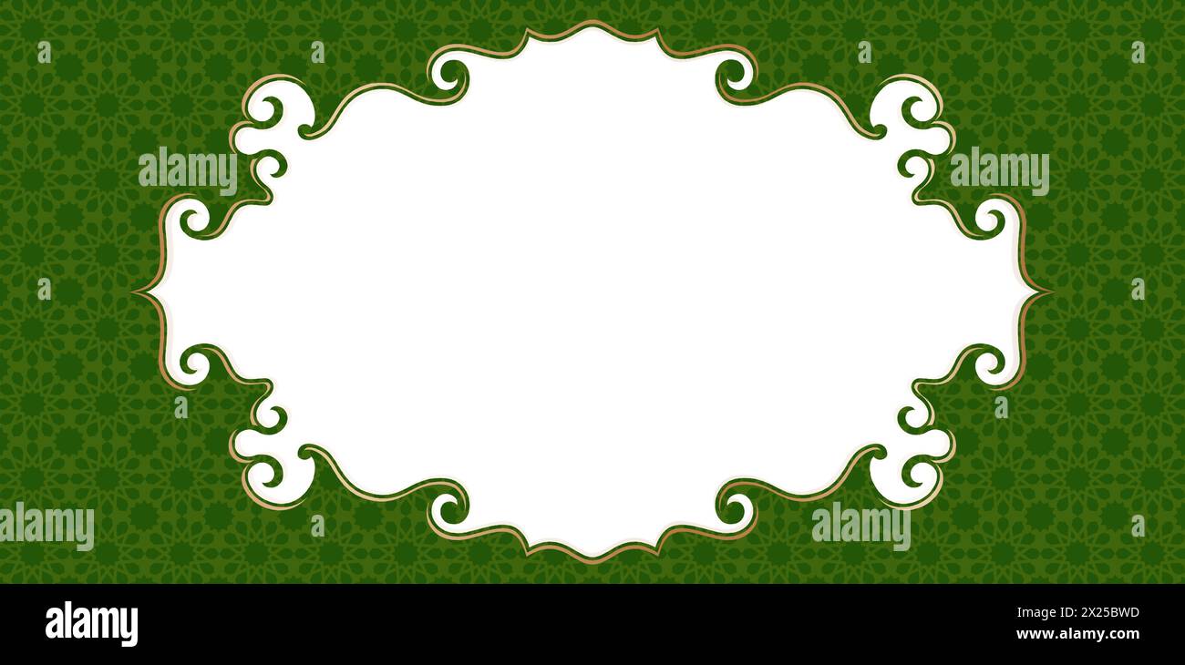 Vector illustration Vintage swirl frame on a green patterns backgrounds ...