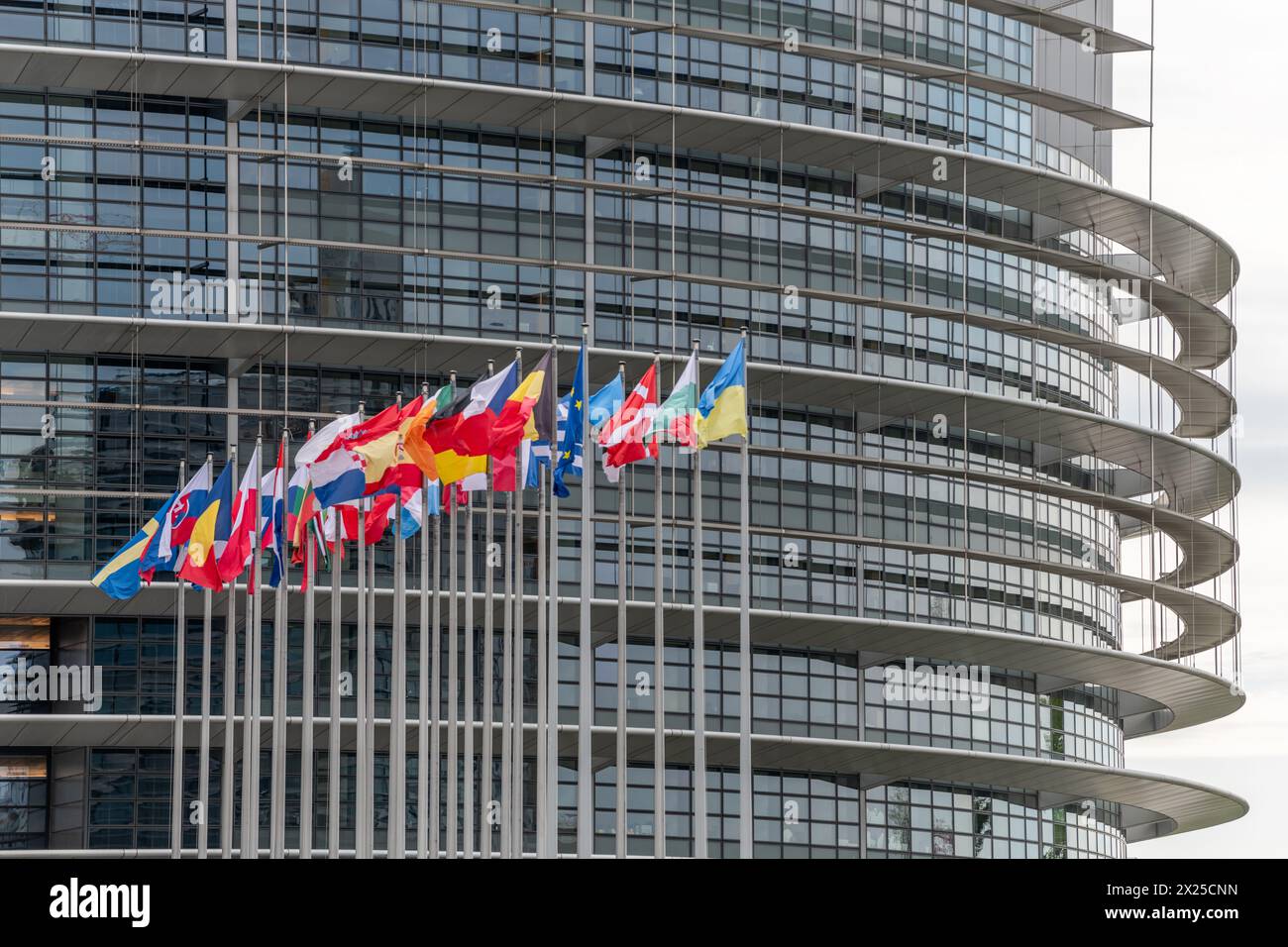 Flags of European countries in front of the European Parliament in ...
