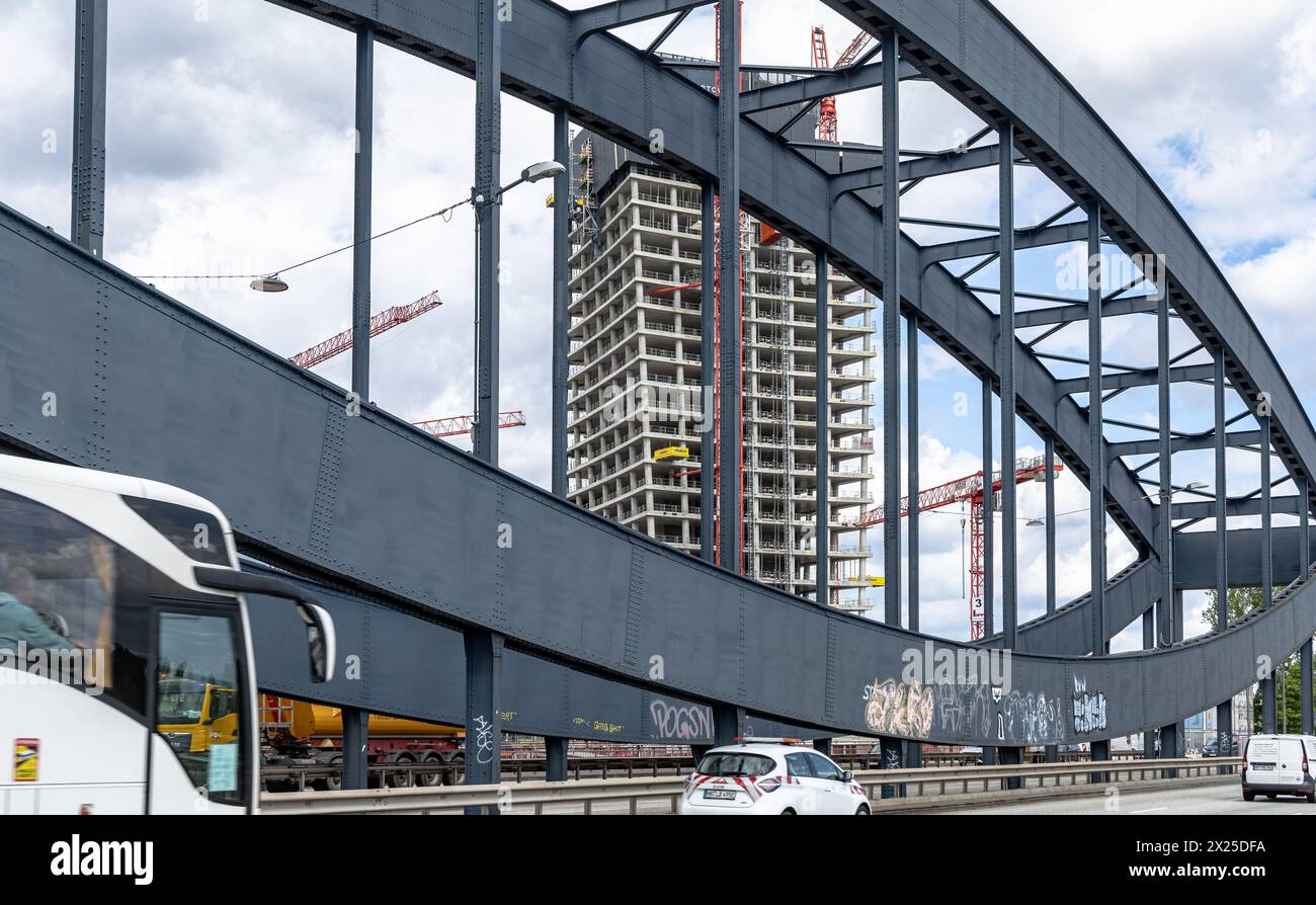 Hamburg, Germany. 18th Apr, 2024. View of the Elbtower construction ...