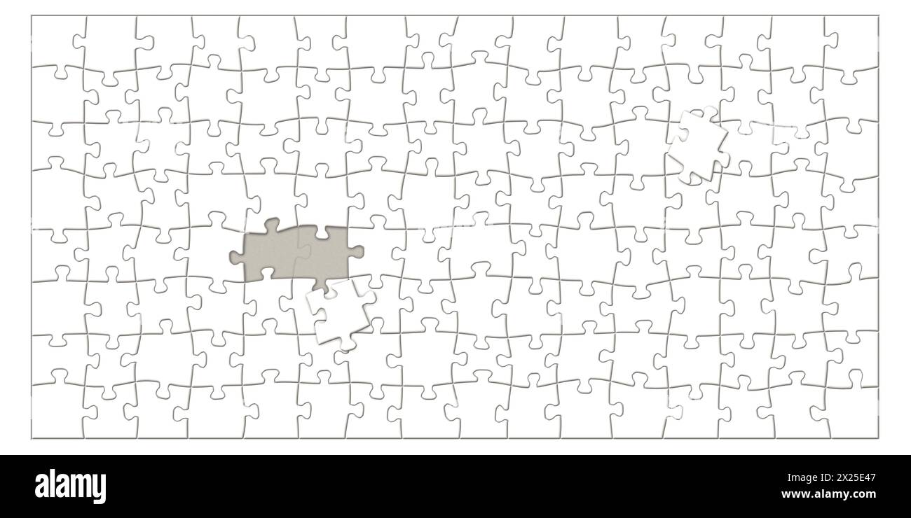 Jigsaw puzzles pieces mockup illustration, isolated on white backgroun ...