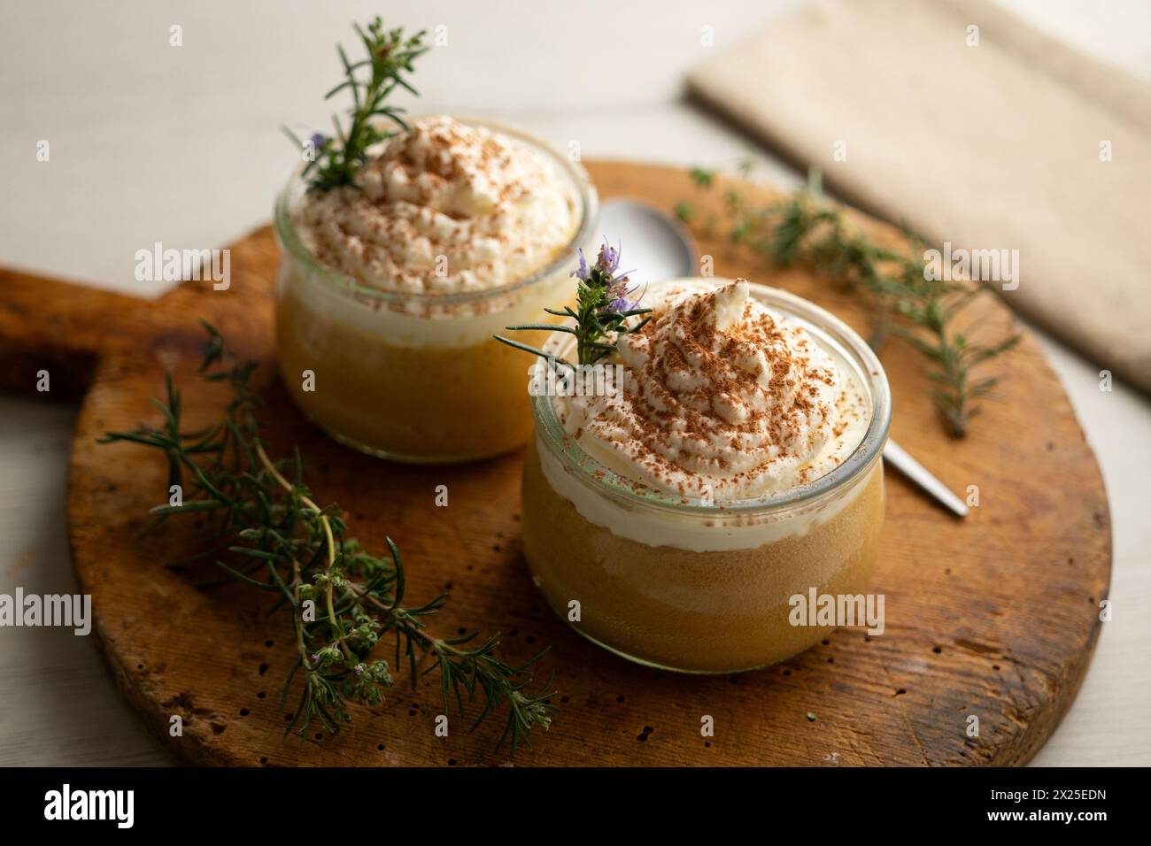 Italian dessert of cappuccino mousse served with cream Stock Photo - Alamy