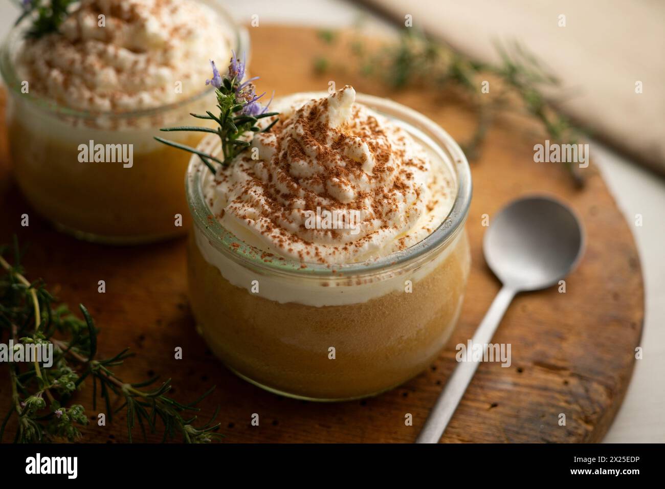 Italian dessert of cappuccino mousse served with cream Stock Photo - Alamy