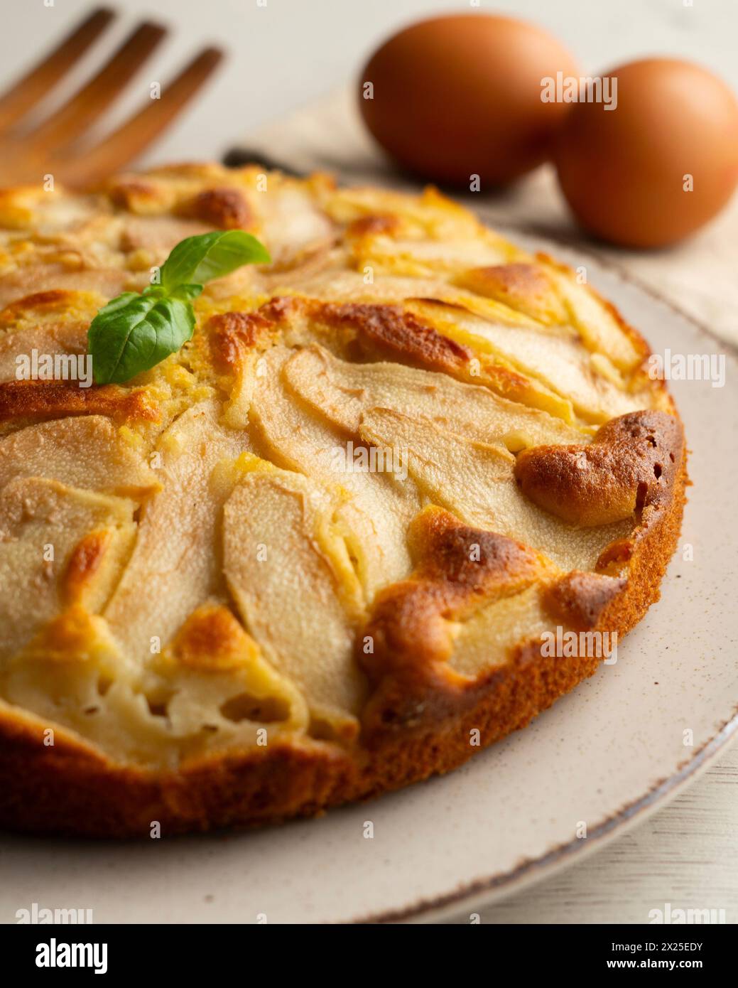 Sponge cake with pear and yogurt. Delicious traditional Italian recipe ...