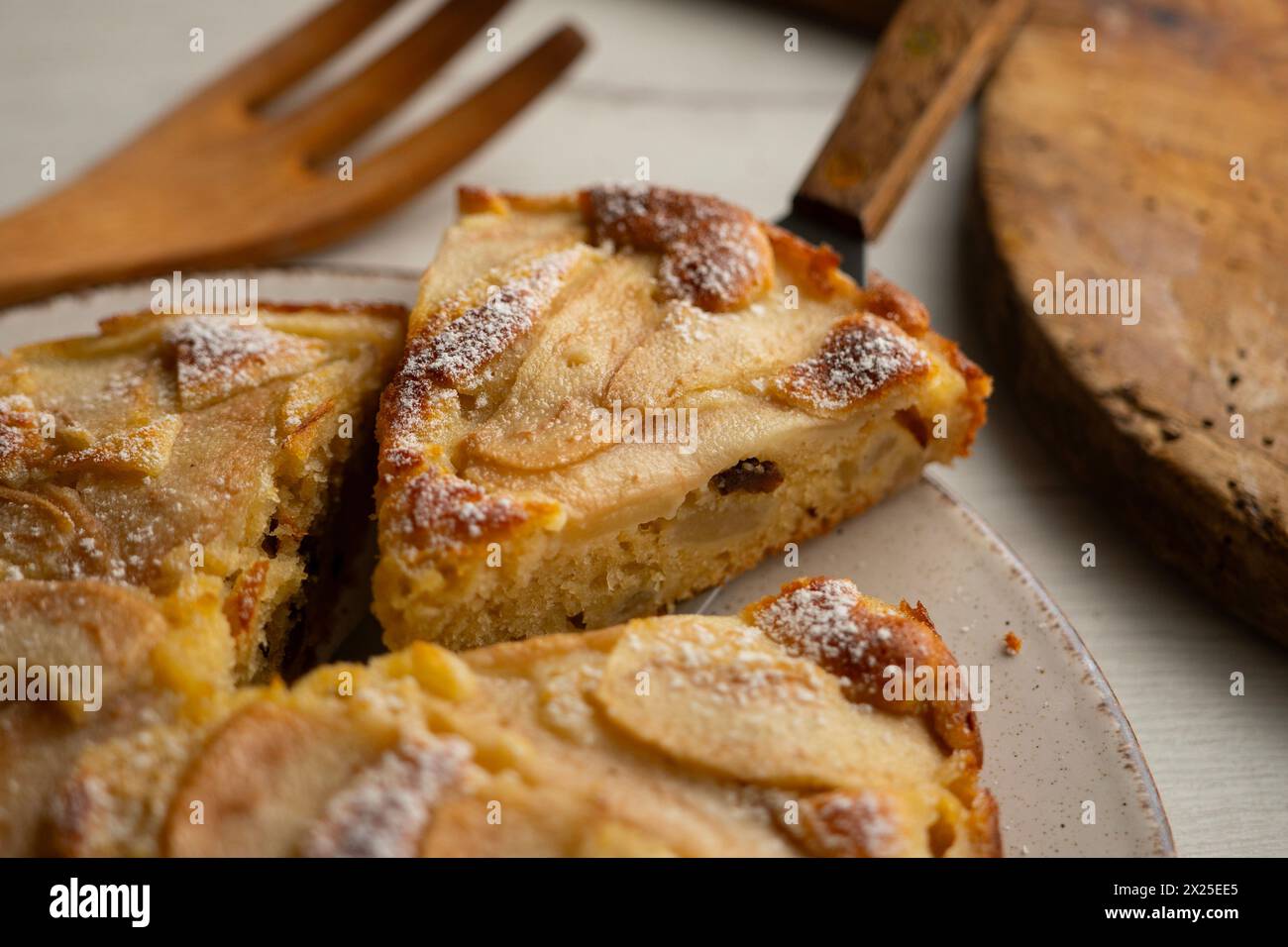 Sponge cake with pear and yogurt. Delicious traditional Italian recipe ...