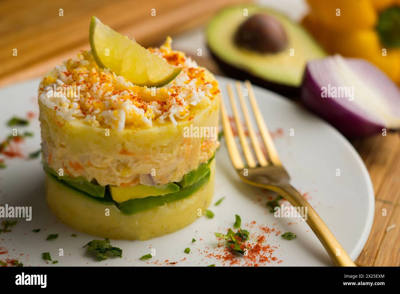 Causa Peruana. Causa Lima is a traditional starter of Peruvian cuisine ...