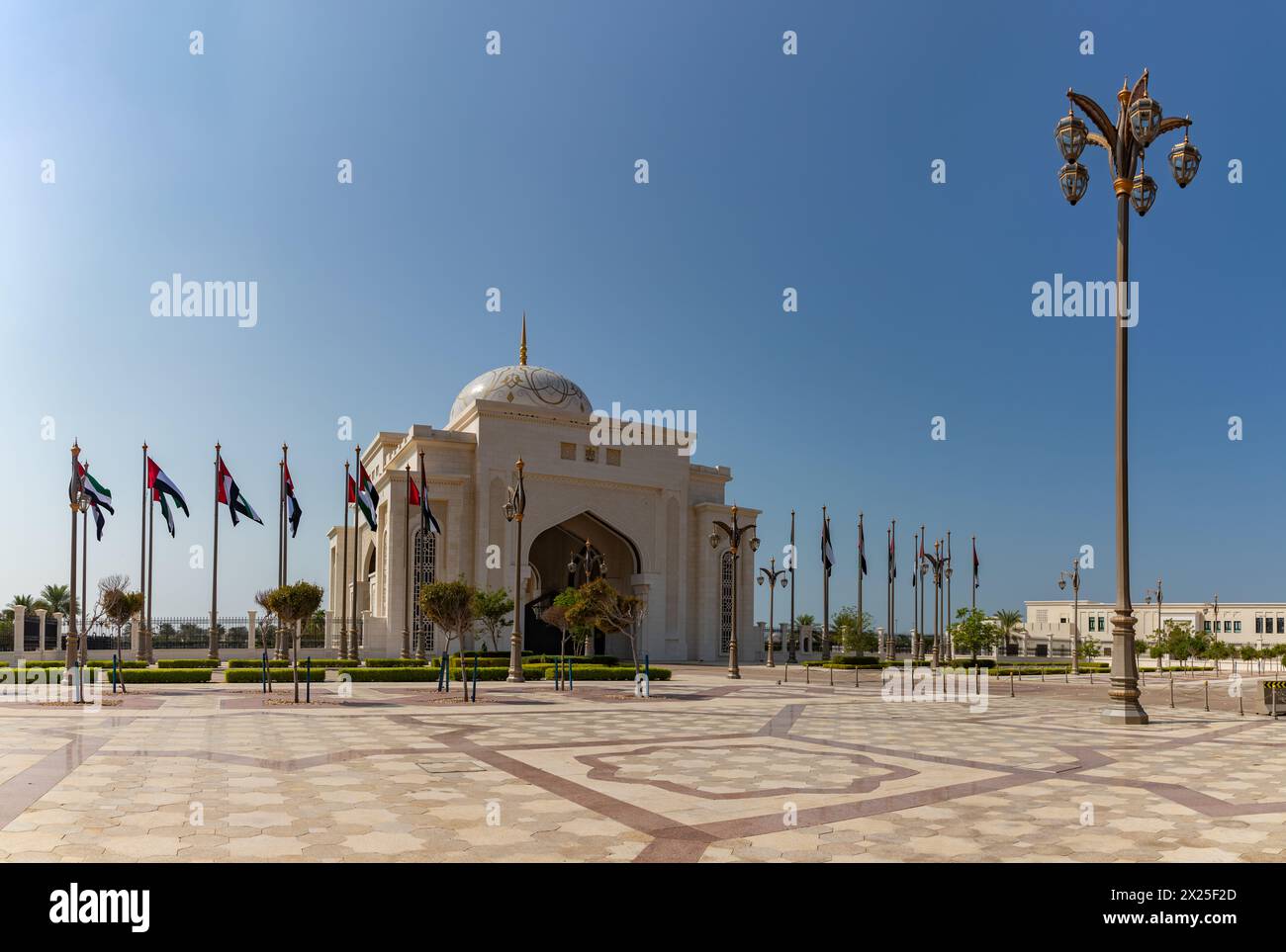 A picture of the farthest Qasr Al Watan gateway sided with multiple ...