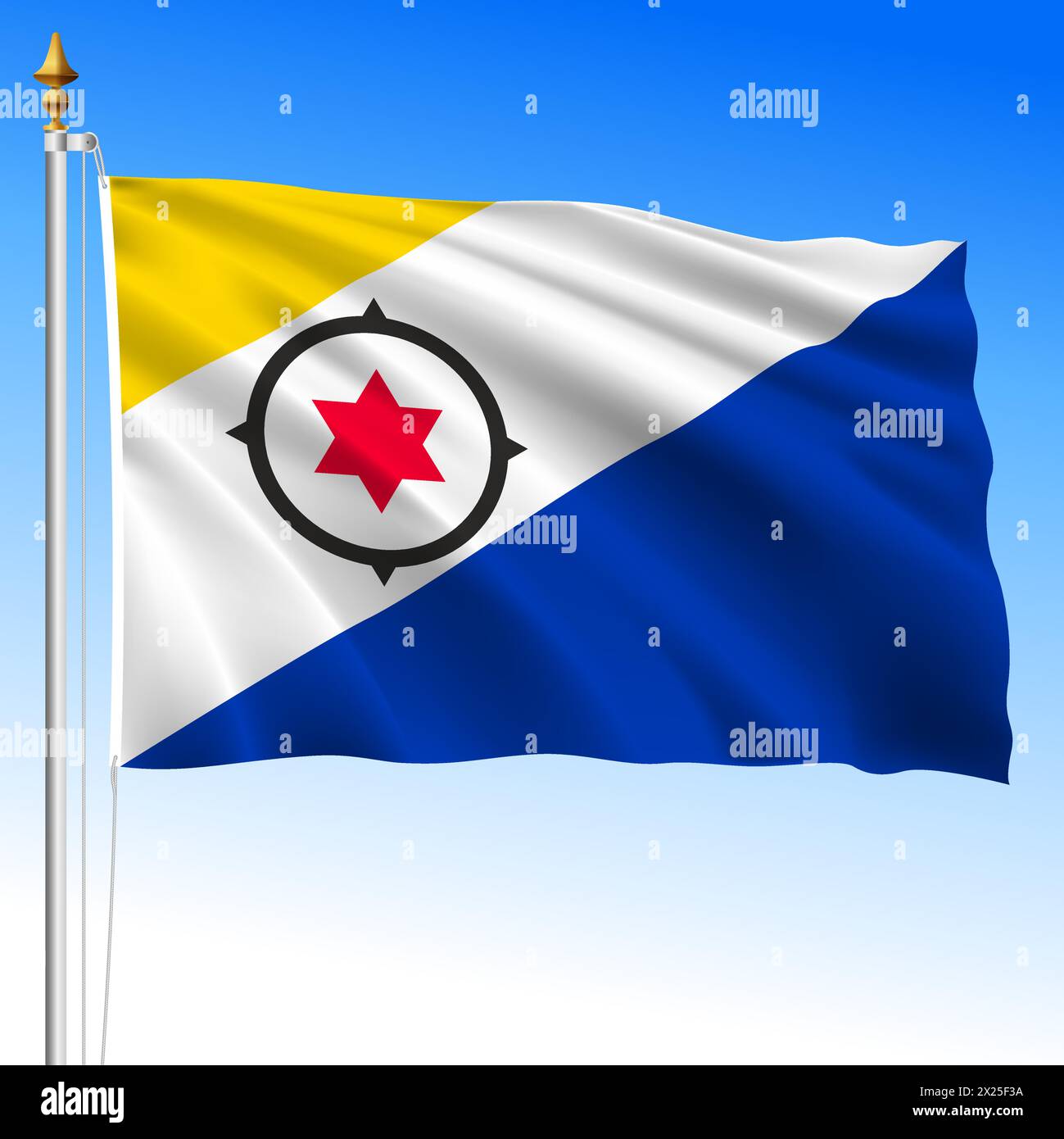 Bonaire, official national waving flag, dutch antilles, vector ...