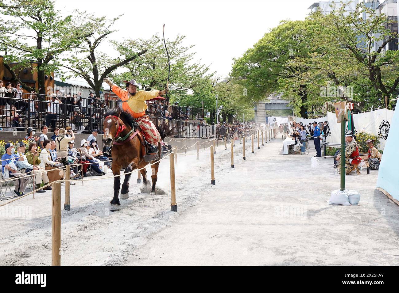 Tokyo, Japan. 20th Apr, 2024. An arrow hits the target during a ...