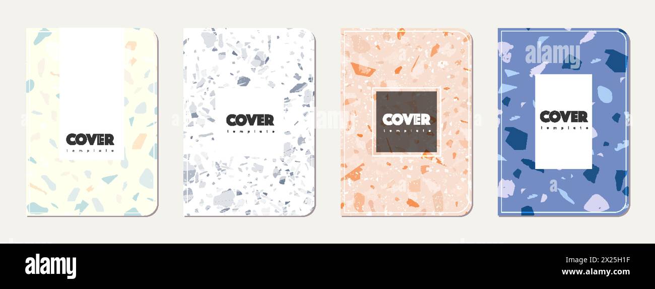 Note book cover design. Terrazzo abstract background made of natural ...