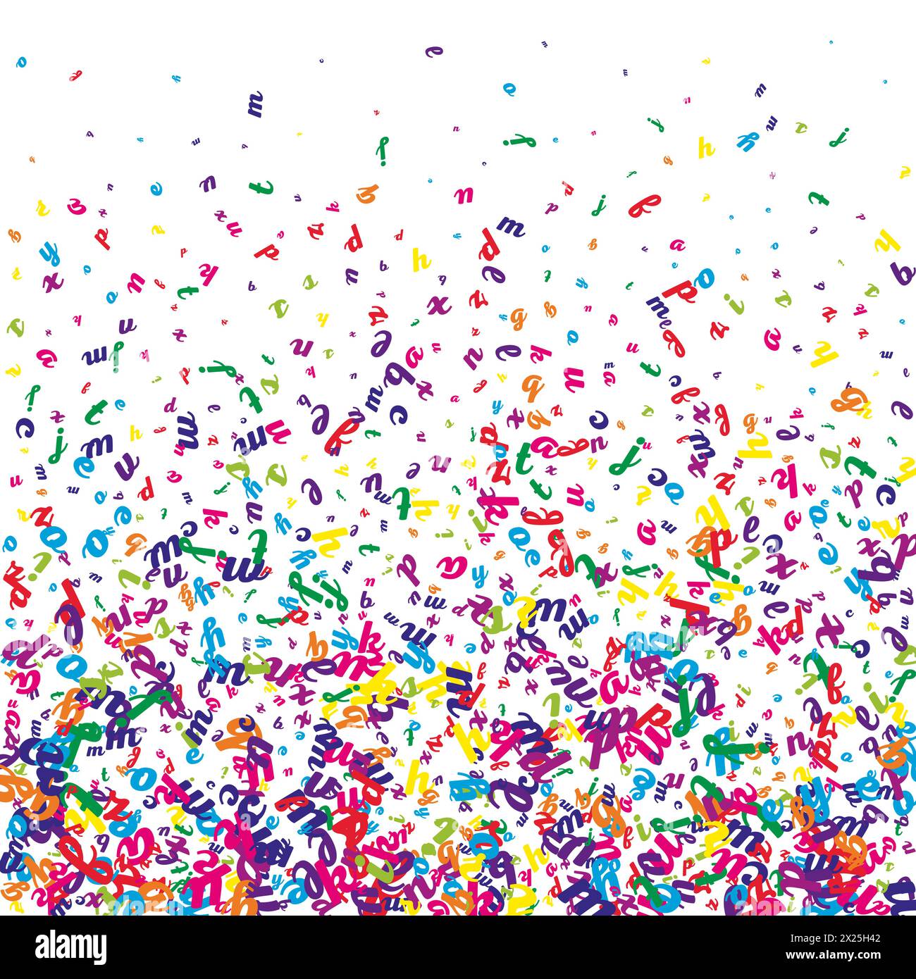 Flying latin letters. Colorful childish scattered charachters of ...