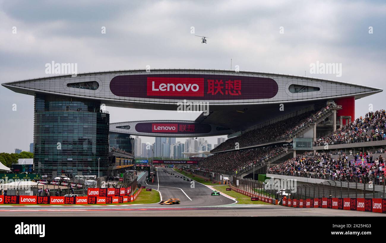 Shanghai. 20th Apr, 2024. Kick Sauber's Chinese driver Zhou Guanyu (1st ...
