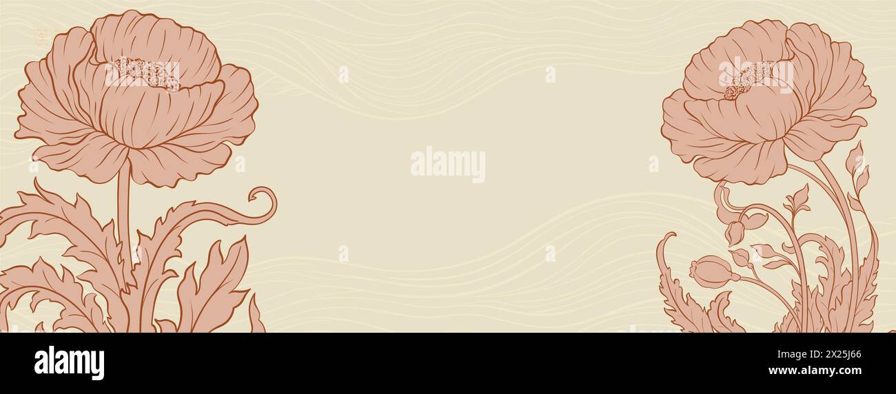 Elegant prestigious background template with peony flowers. The design ...