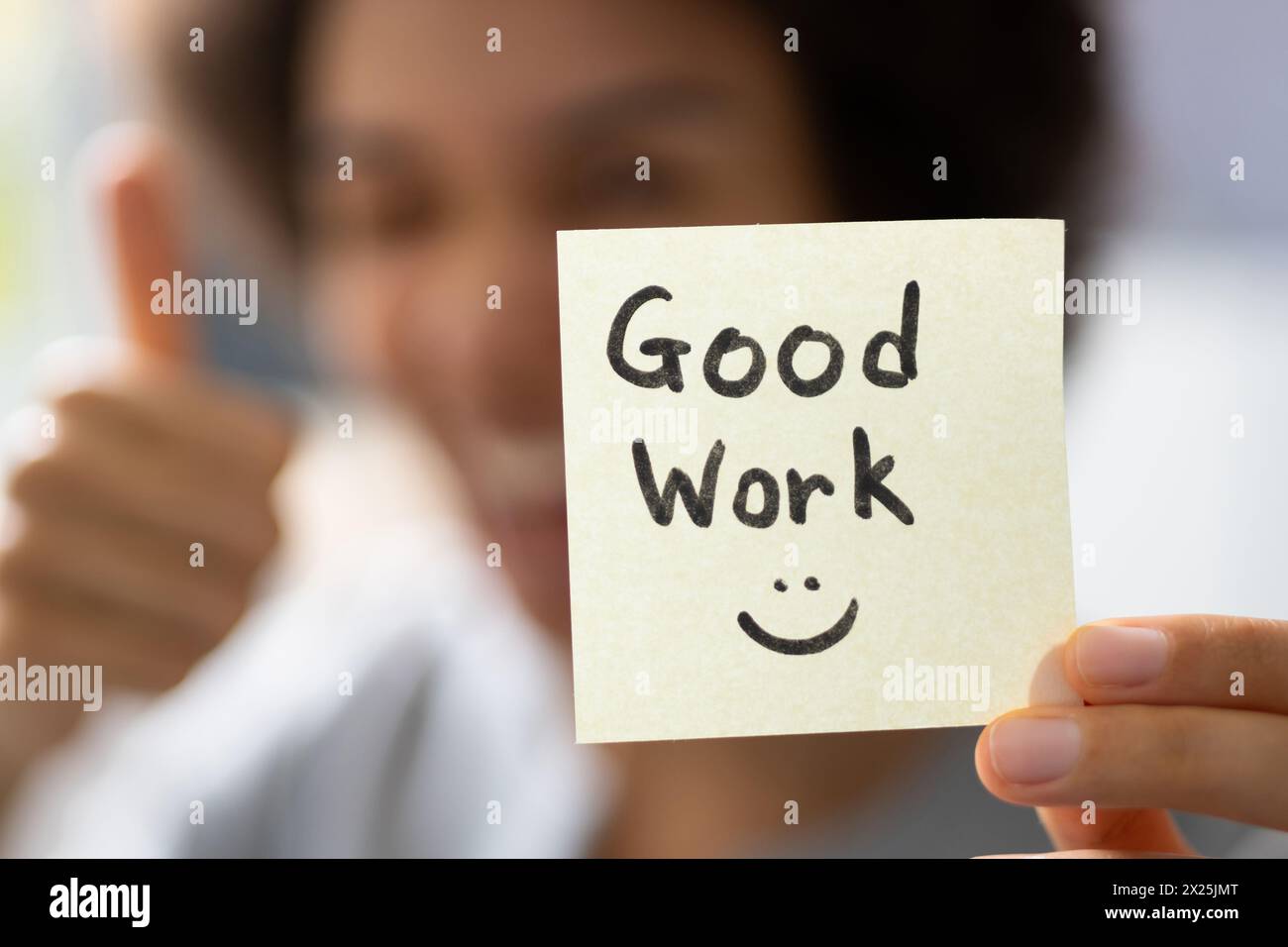 Good work note of praise compliments sign Stock Photo - Alamy