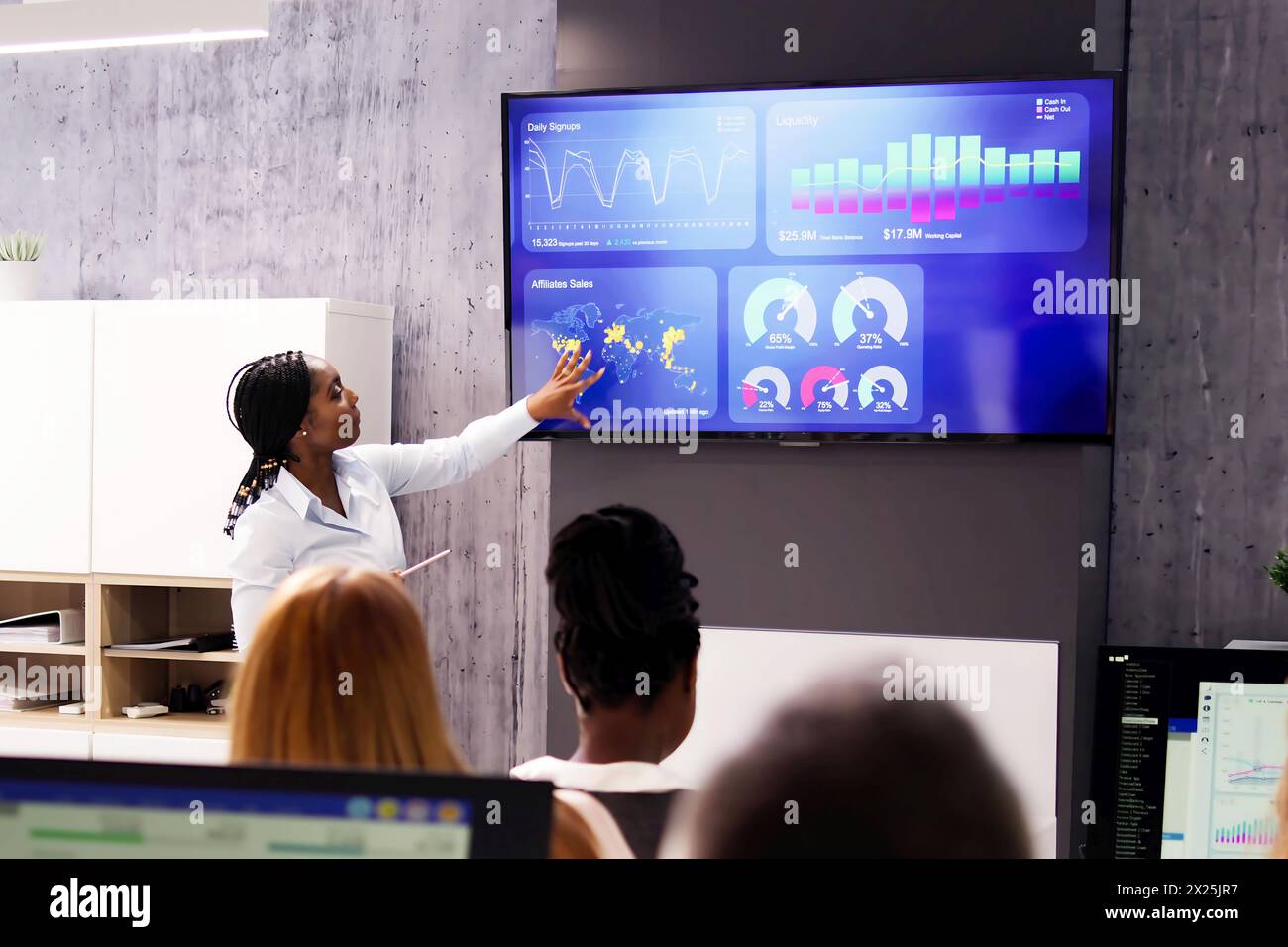 Corporate business meeting in conference room presentation TV Stock ...