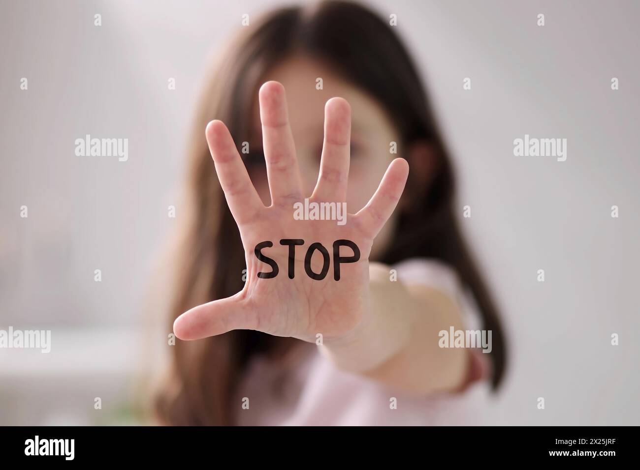 Stop Child Abuse: Hand Showing Girl Says No Stock Photo - Alamy