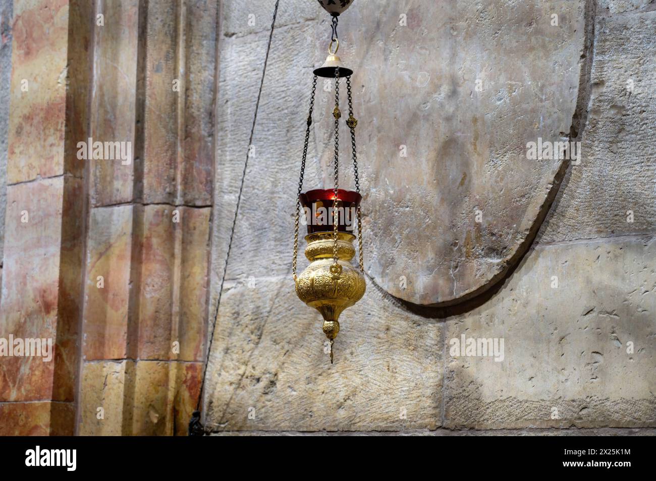 Candle in the Church. Lamp in the Temple. Religious object. High ...