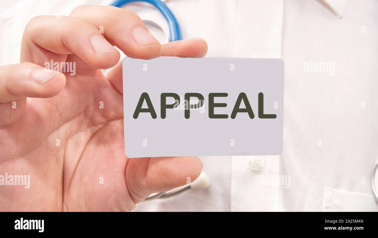 Appeal word the inscription on the business card is in the hands of a ...